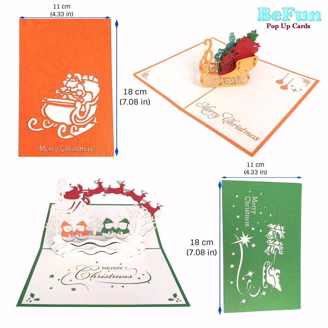 Pop up Christmas Cards Set Lot 10 Pcs Assortment- Value Boxed 3D ...