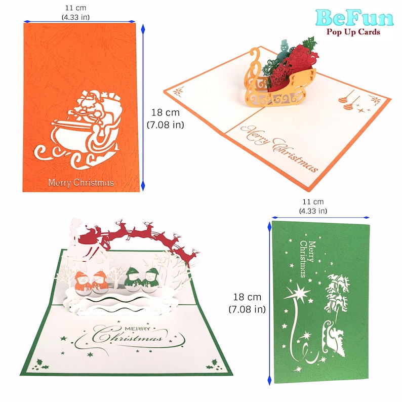 Pop up Christmas Cards Set Lot 10 Pcs Assortment- Value Boxed 3D ...