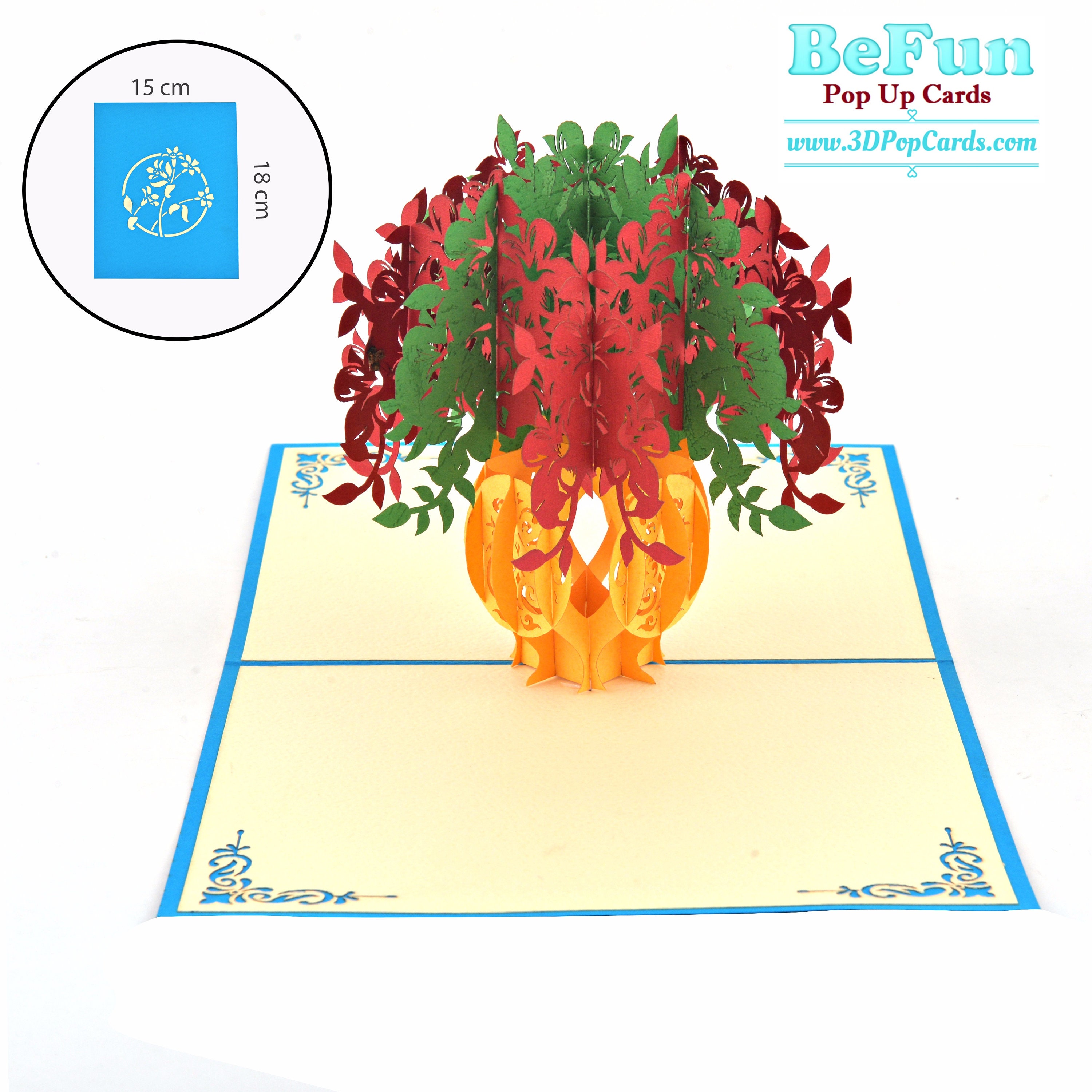 Floral Variety Pack 4 Pop up Cards With Envelopes Flower Blank Note ...