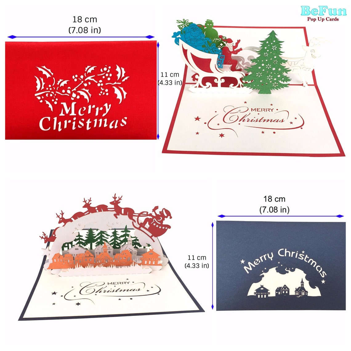 Pop up Christmas Cards Set Lot 10 Pcs Assortment- Value Boxed 3D ...
