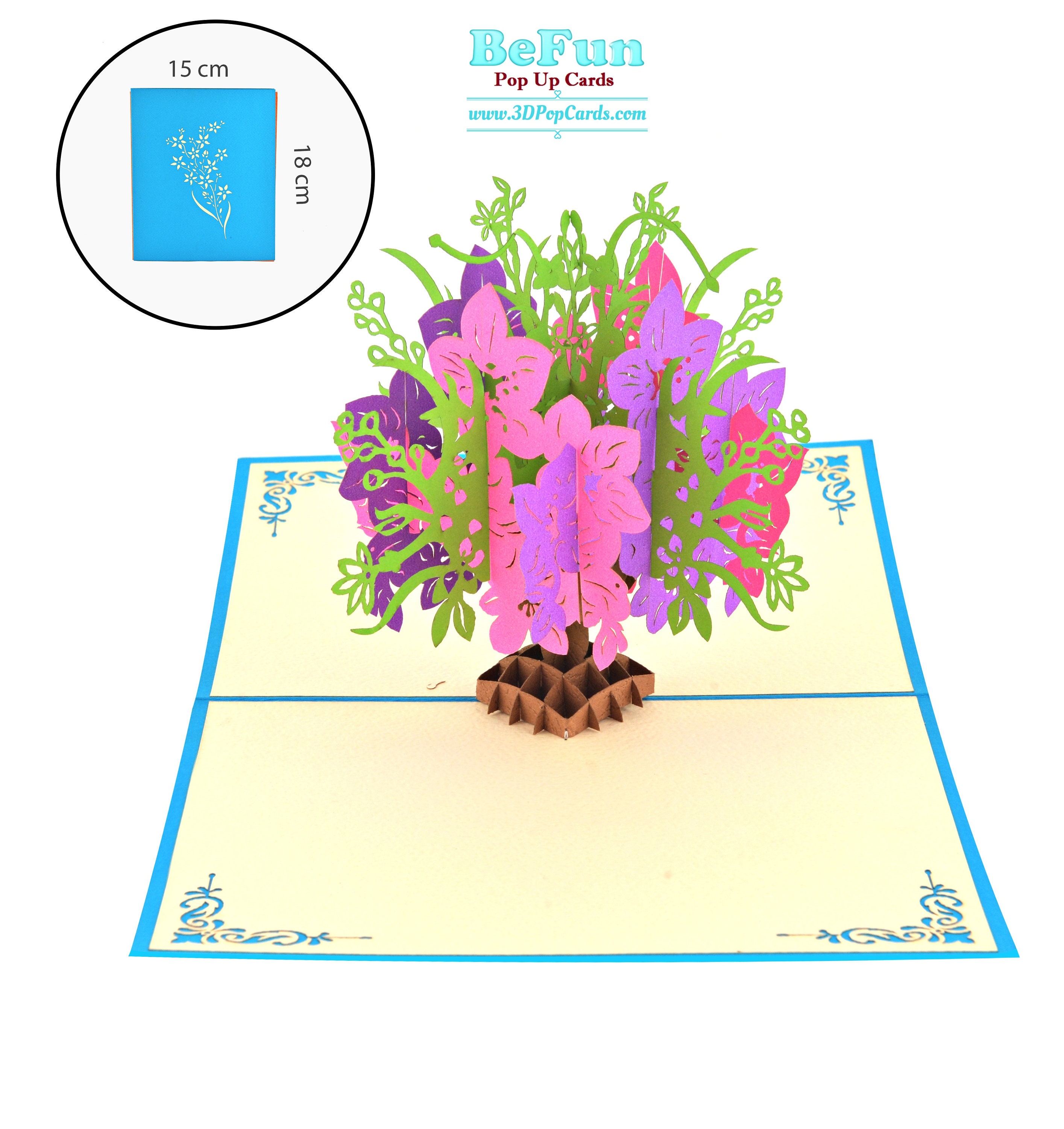 Floral Variety Pack 4 Pop up Cards With Envelopes Flower Blank Note ...