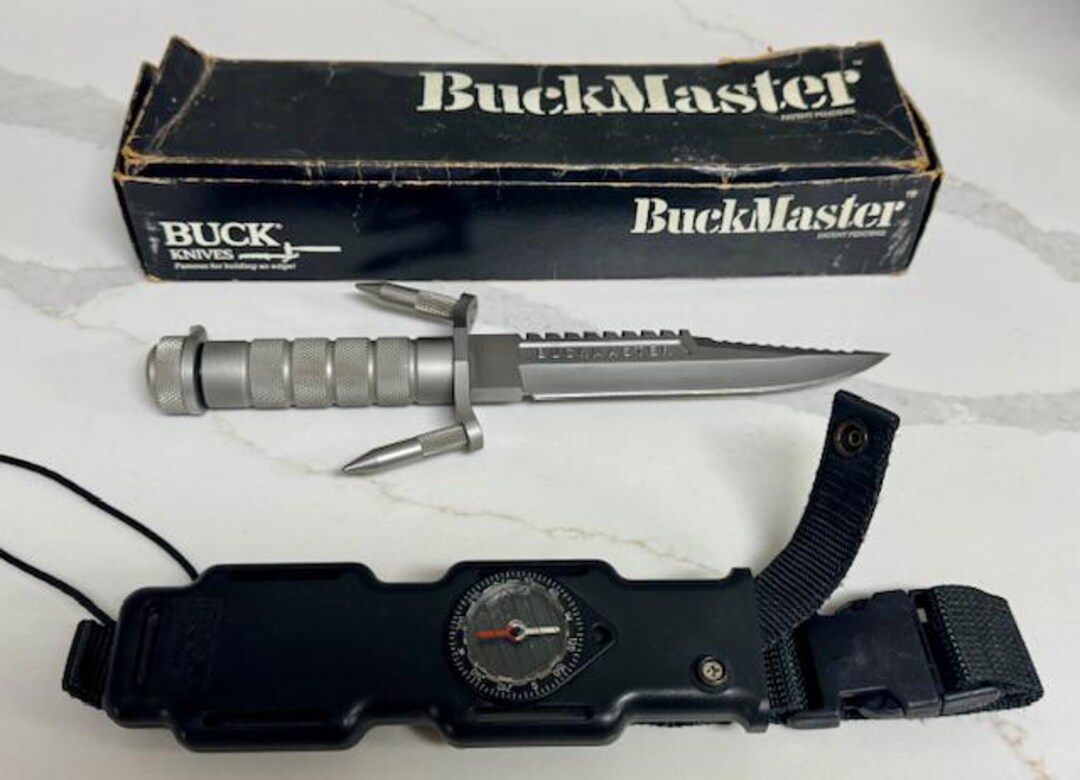 Buckmaster 184/buck Knife 184/ Original Sheath & Compass/survivalist ...