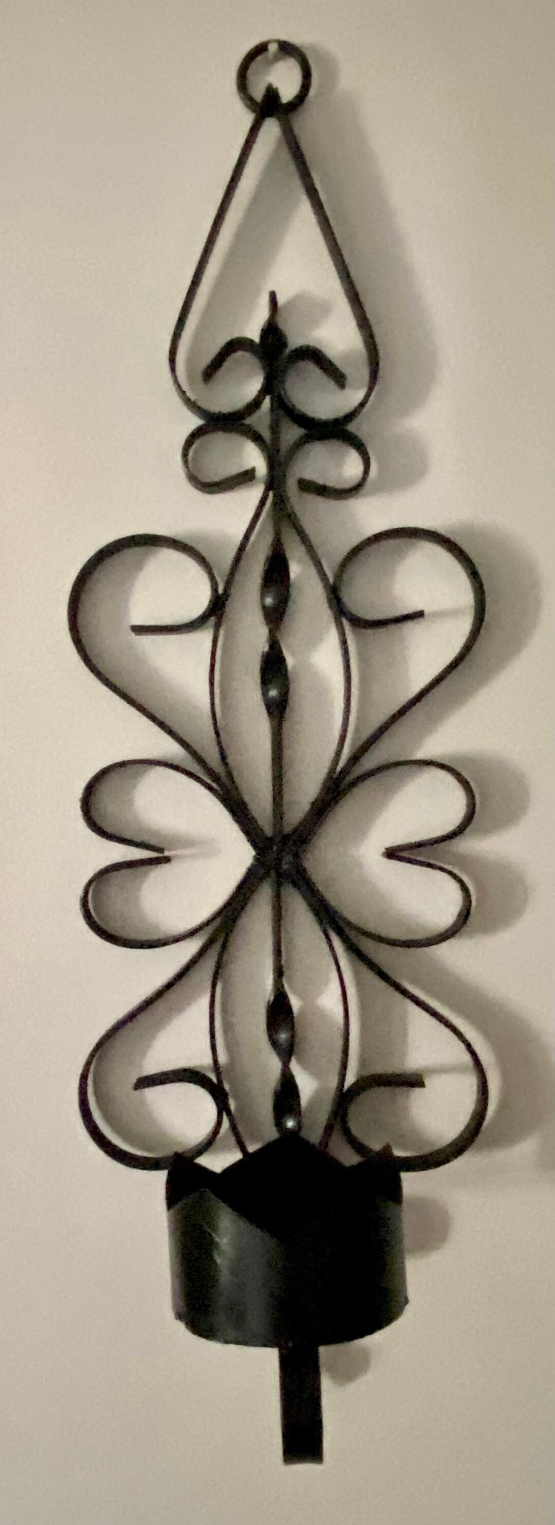 Vintage Wrought Iron Wall Sconce/1980’s Home Decor/candle Wall Holder ...