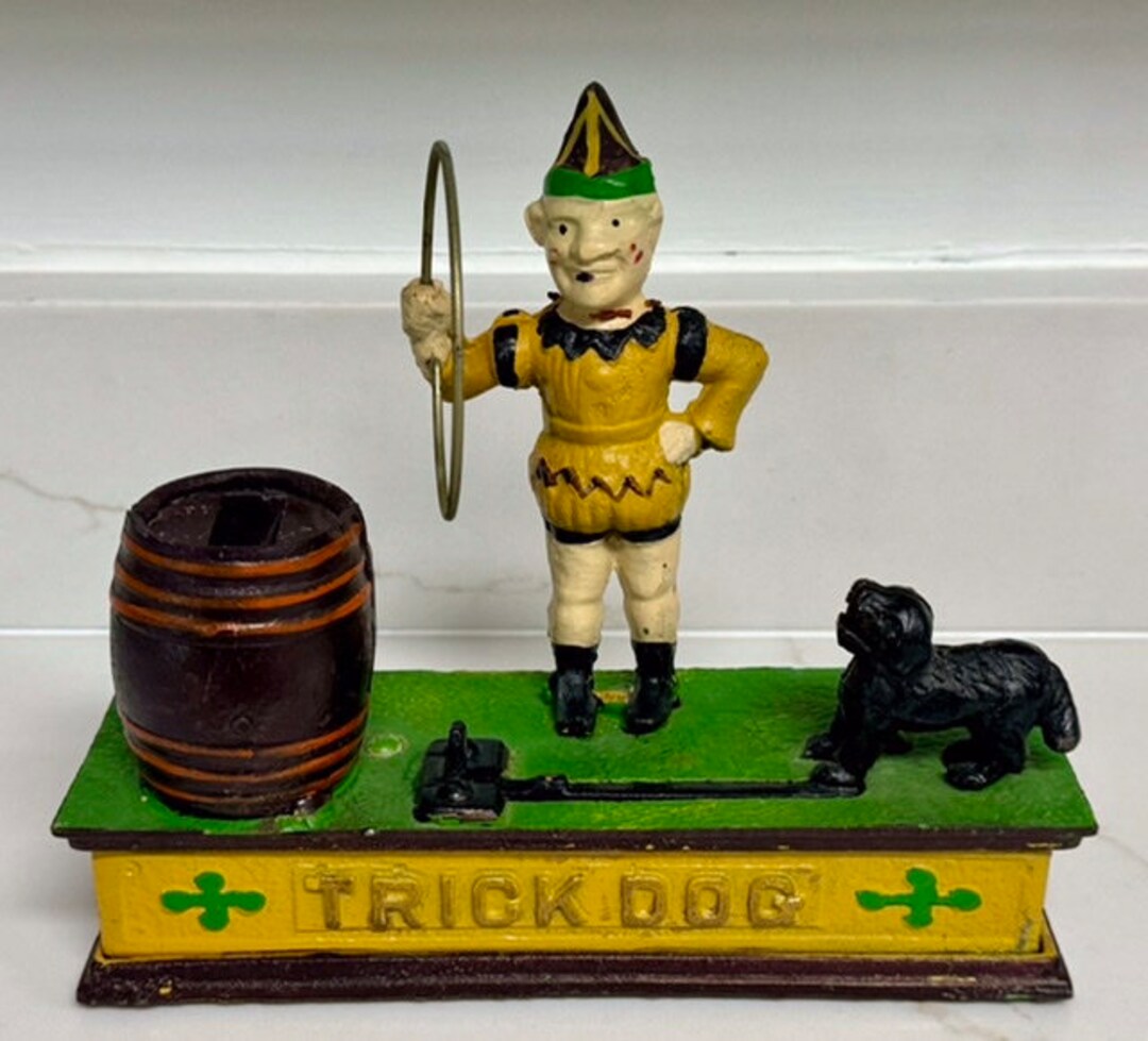 Vintage Cast Iron Mechanical Bank/trick Dog Bank/nursery Decor/coin ...