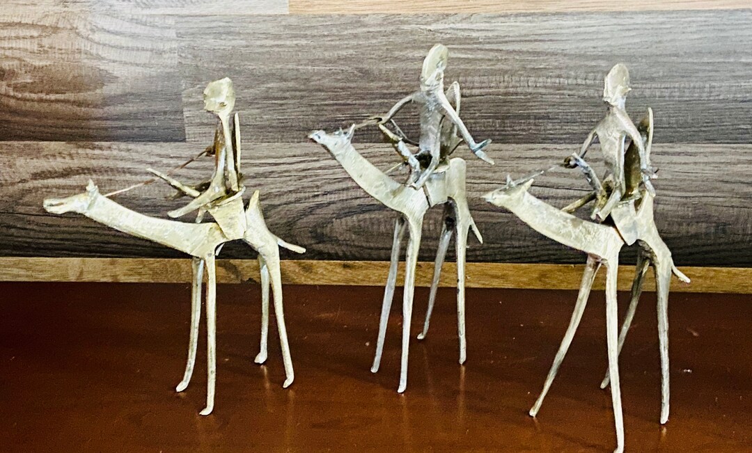 Vintage Brass Statues/unique Decor/one of a Kind Statues/office Decor ...