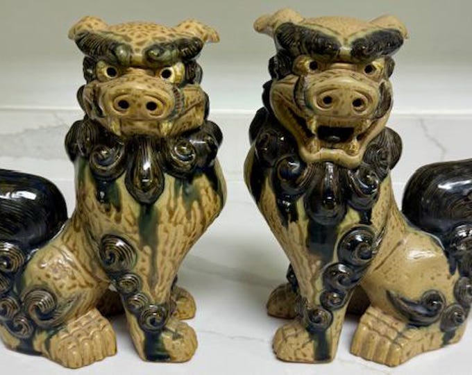 Vintage Chinese Foo Dogs/mcm Large Statue Figurine/guardian Lions ...
