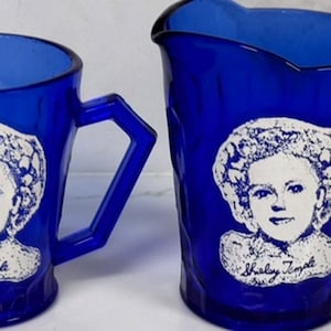 Vintage Cobalt Blue Shirley Temple Glass Pitcher/reproduction Collector ...