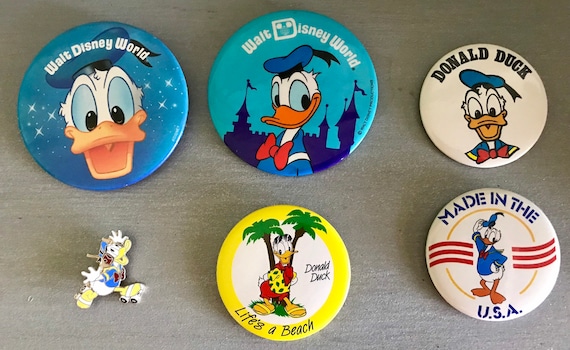 Collection of 6 vintage Donald Duck pin backs | Etsy