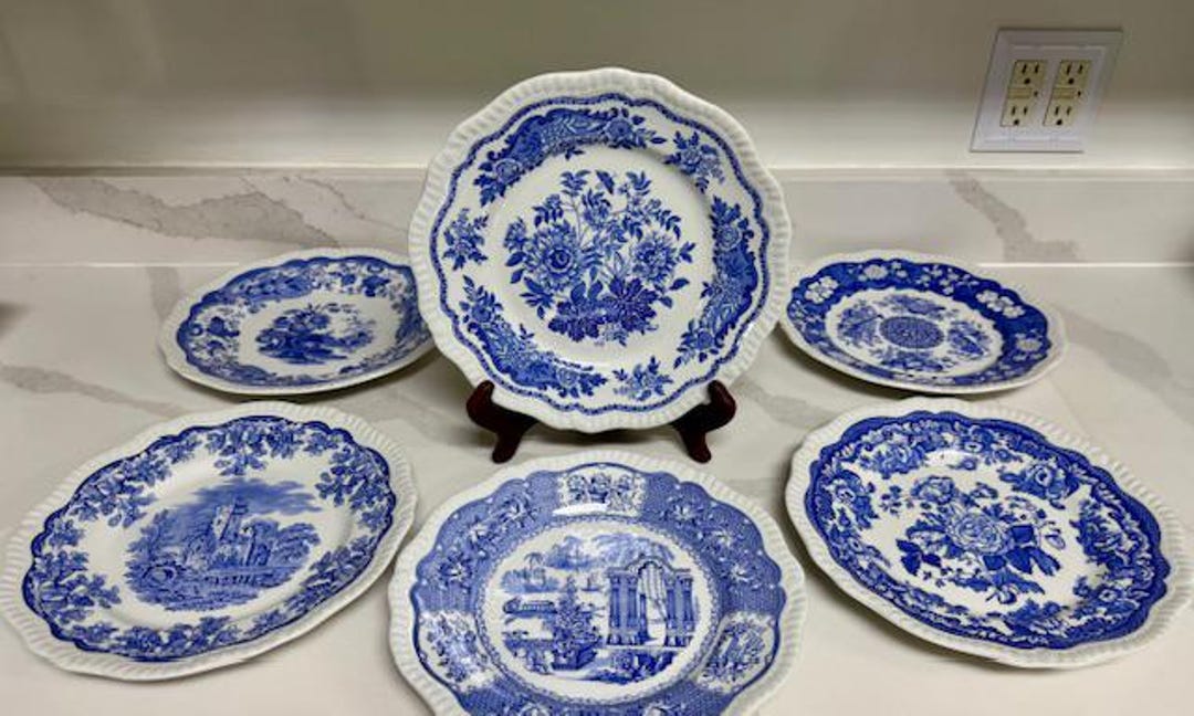 Spode Blue Room Collection Plates/spode Regency Series /blue & White ...