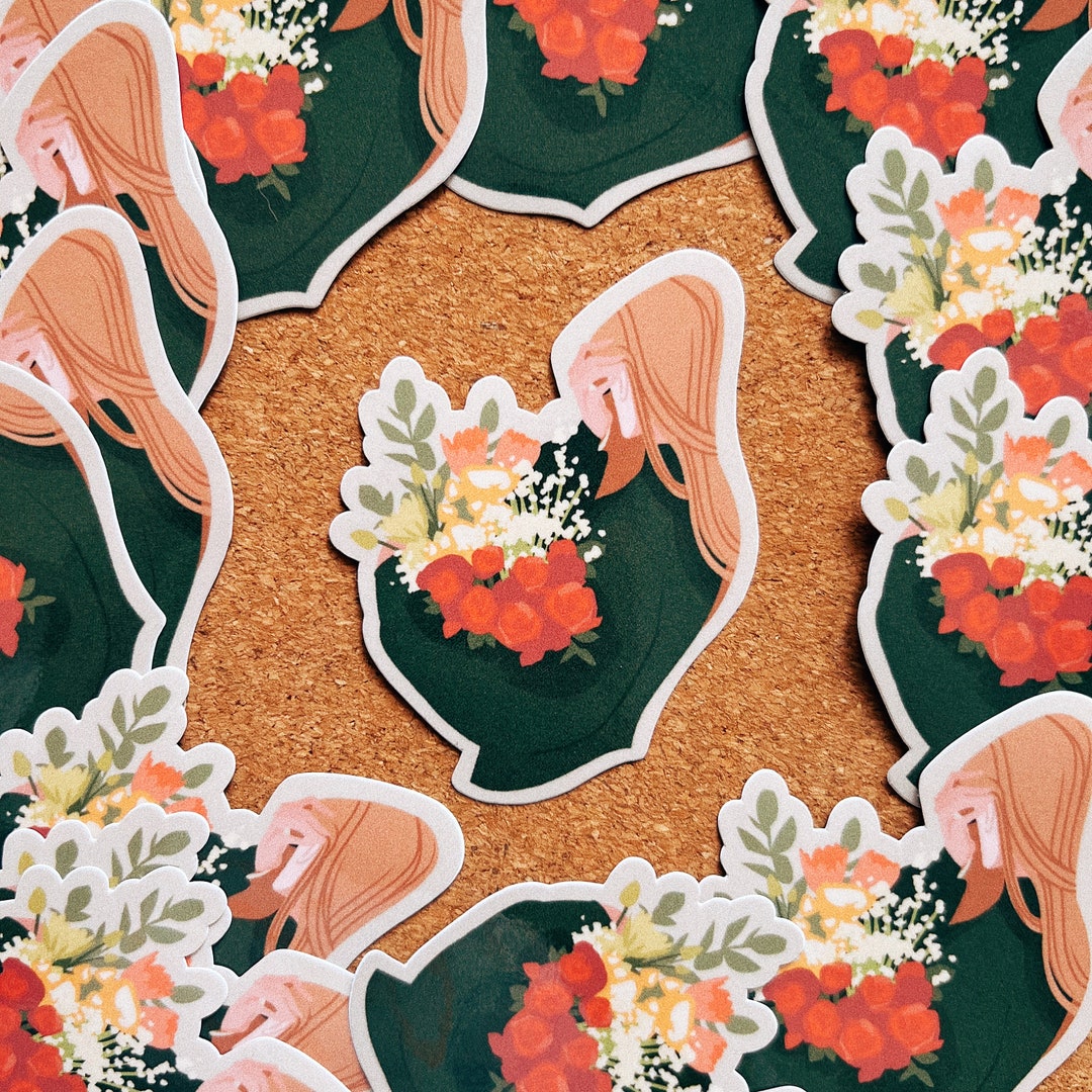 The Girl and Roses Vinyl Sticker - Etsy