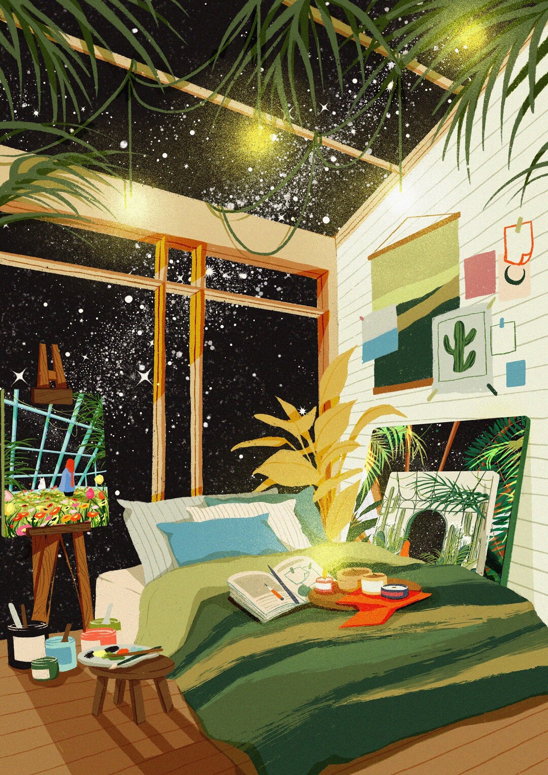 I'd Stay A4 Art Print / Interior Illustration Plant Lady - Etsy