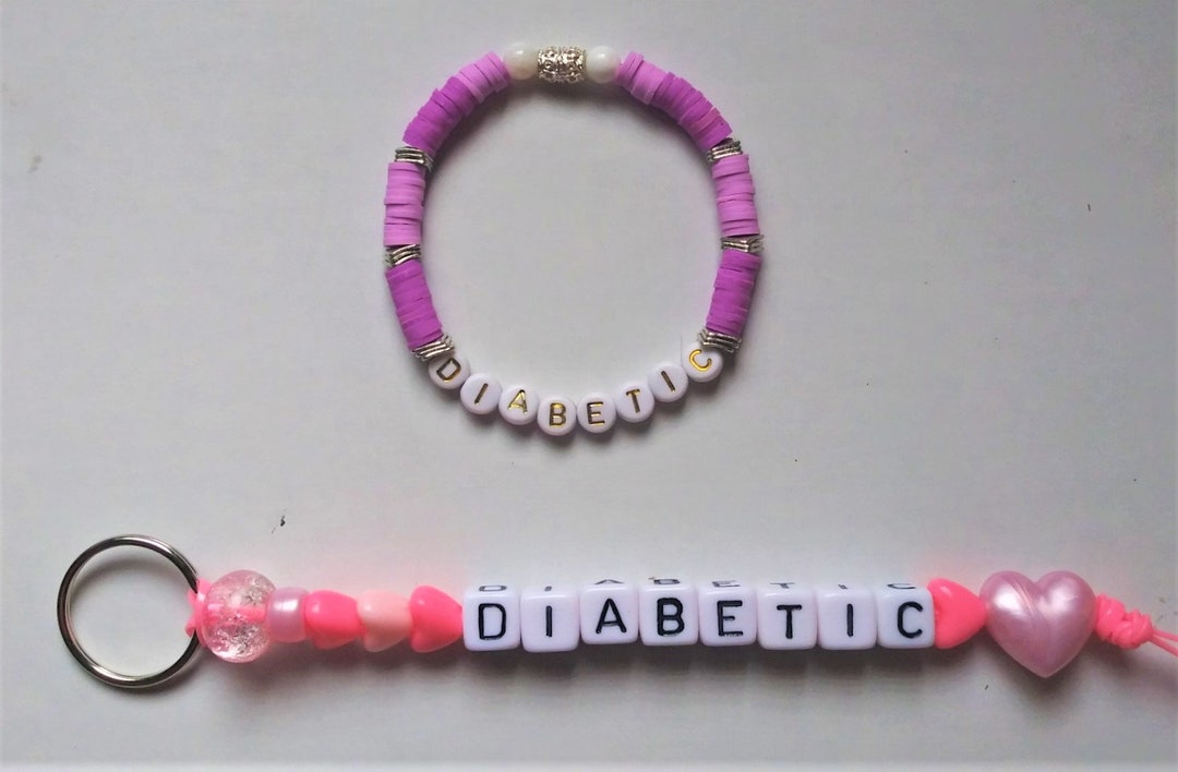 Medical Alert Diabetic Bracelet and Key Ring-pink - Etsy