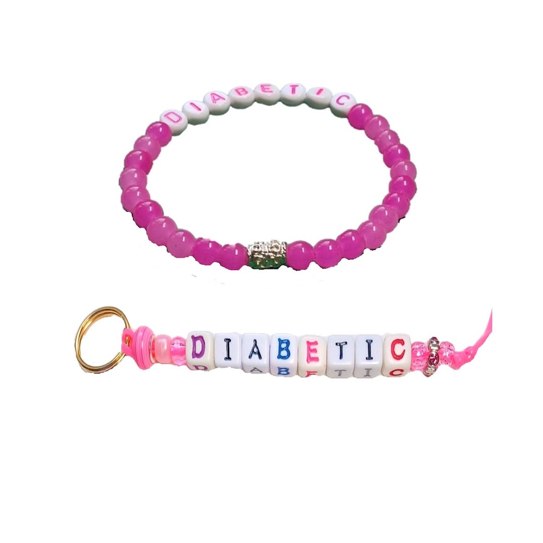 Medical Alert Diabetic Bracelet and Key Ring-pink - Etsy