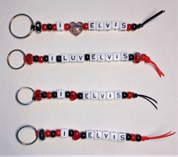 Novelty Key Ring-i Luv Elvis-beaded Key Ring-luggage - Etsy
