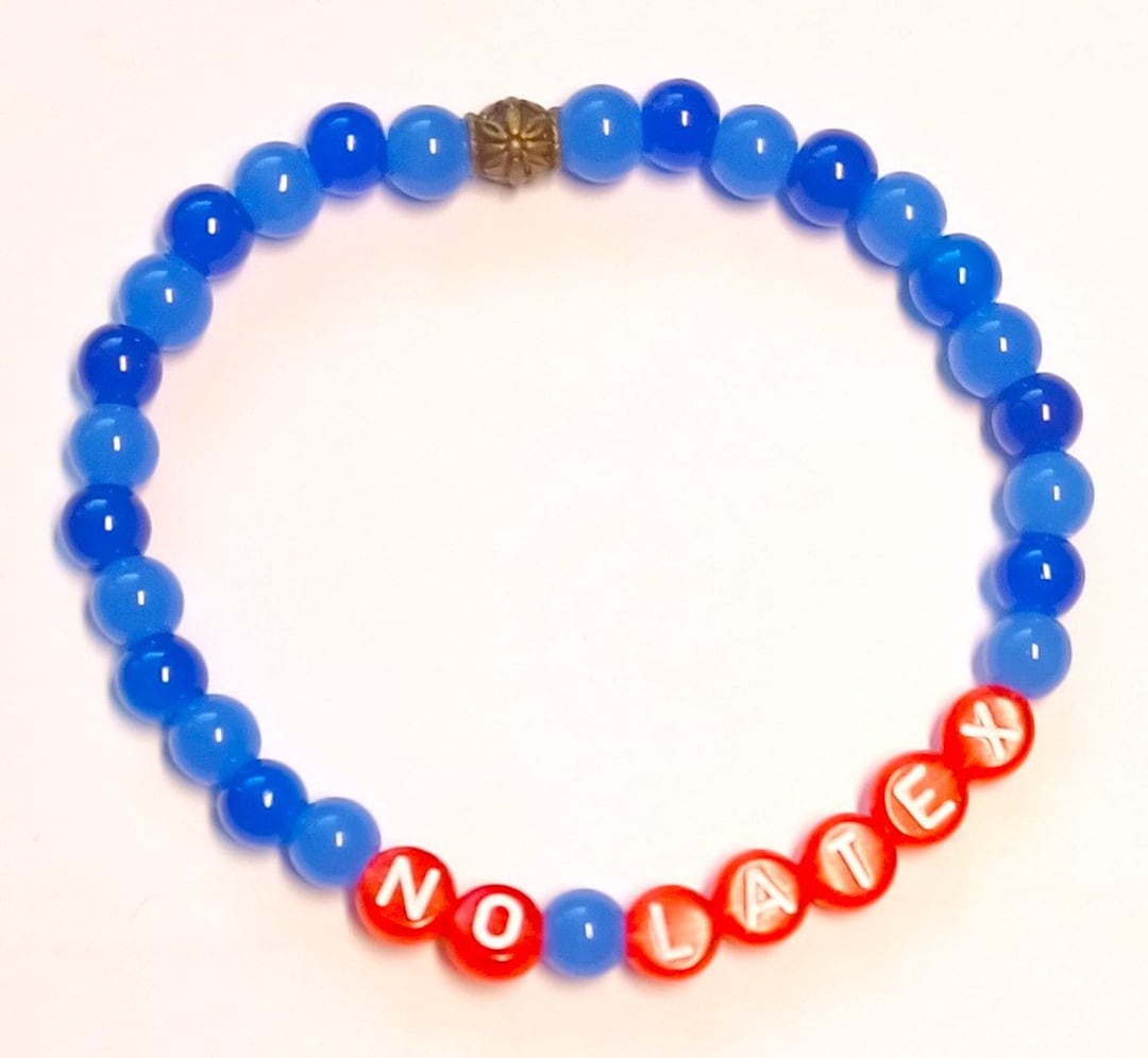 Medical Alert No Latex Beaded Bracelet-blue - Etsy