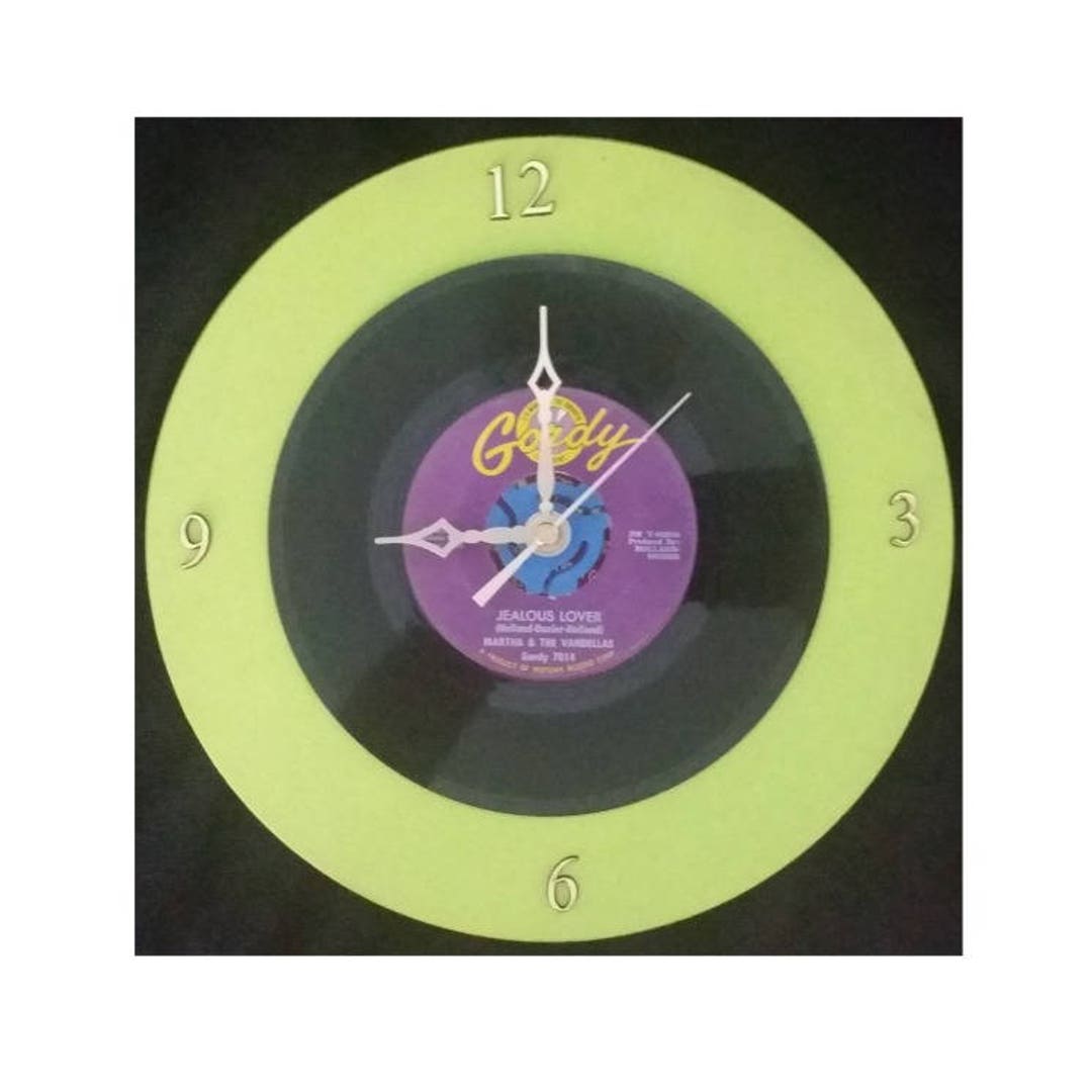 Repurposed Vinyl Double Stacked Records Clock Lime & Purple - Etsy