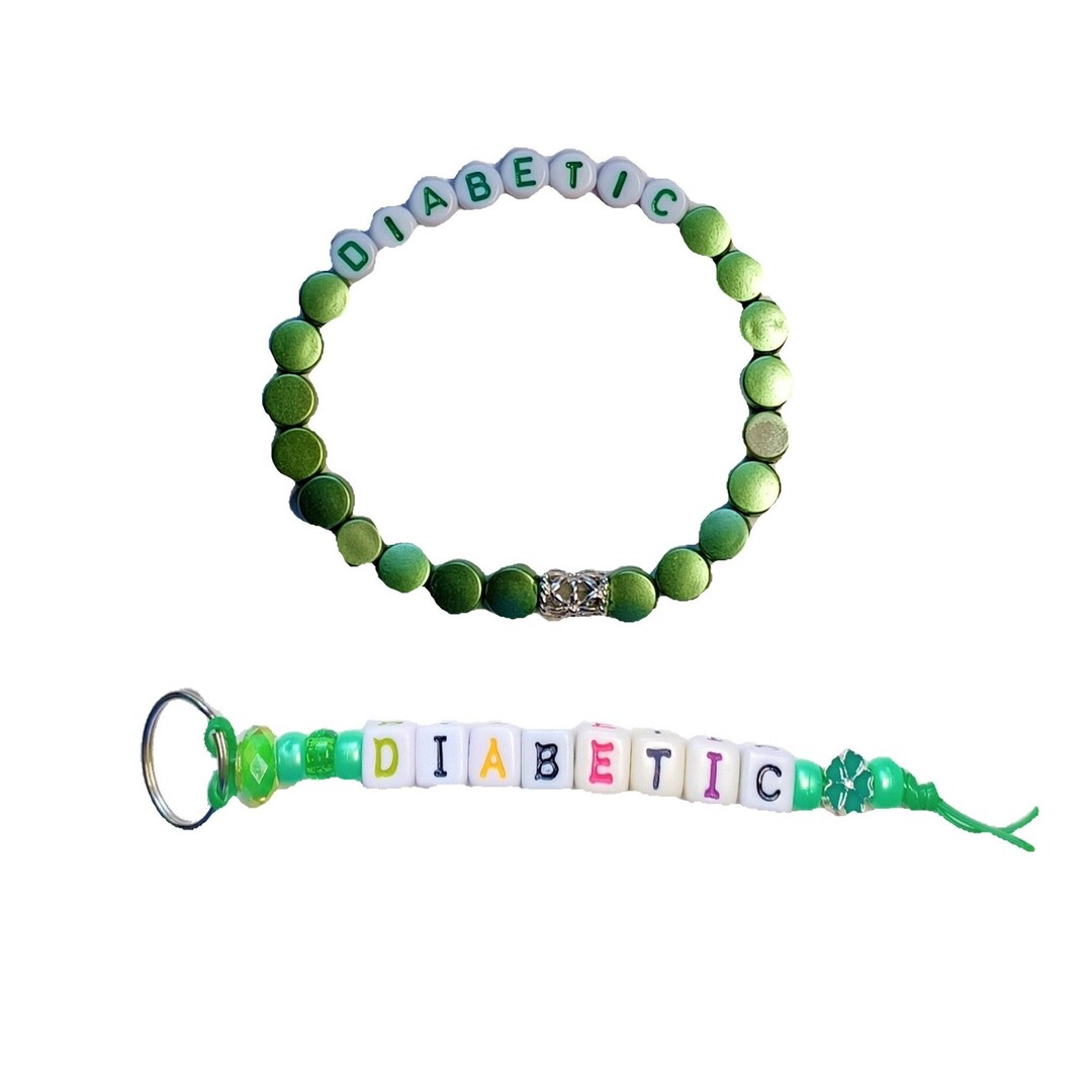 Medical Alert Diabetic Bracelet and Key Ring-green - Etsy