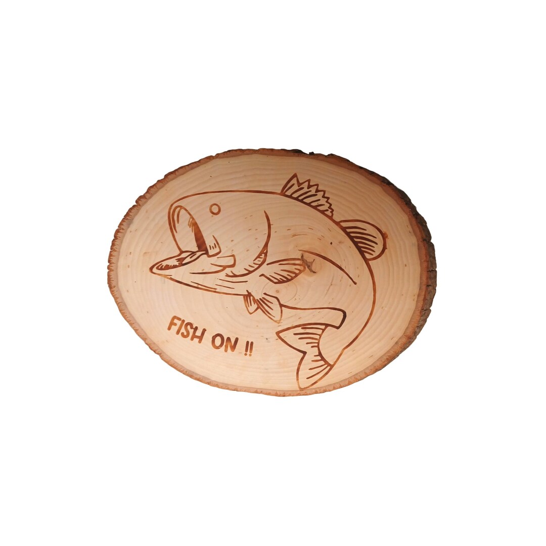 Decorative Wood Burning Fish On- Wood Slice Wall Hanging - Etsy
