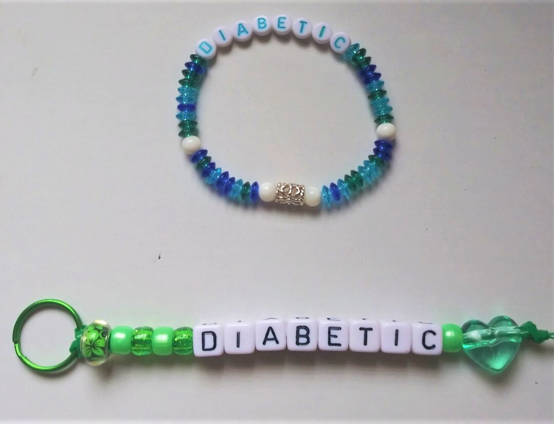 Medical Alert Diabetic Bracelet and Key Ring-green-blue - Etsy