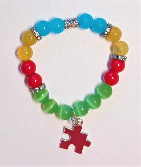 Autistic Support Beaded Stretchy Bracelet - Etsy
