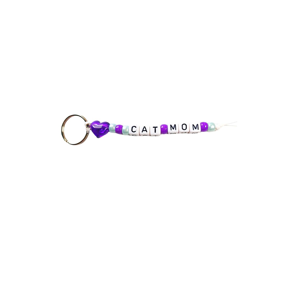 Whimsical Cat Mom Beaded Key Ring-luggage Tags-backpack Tags - Etsy