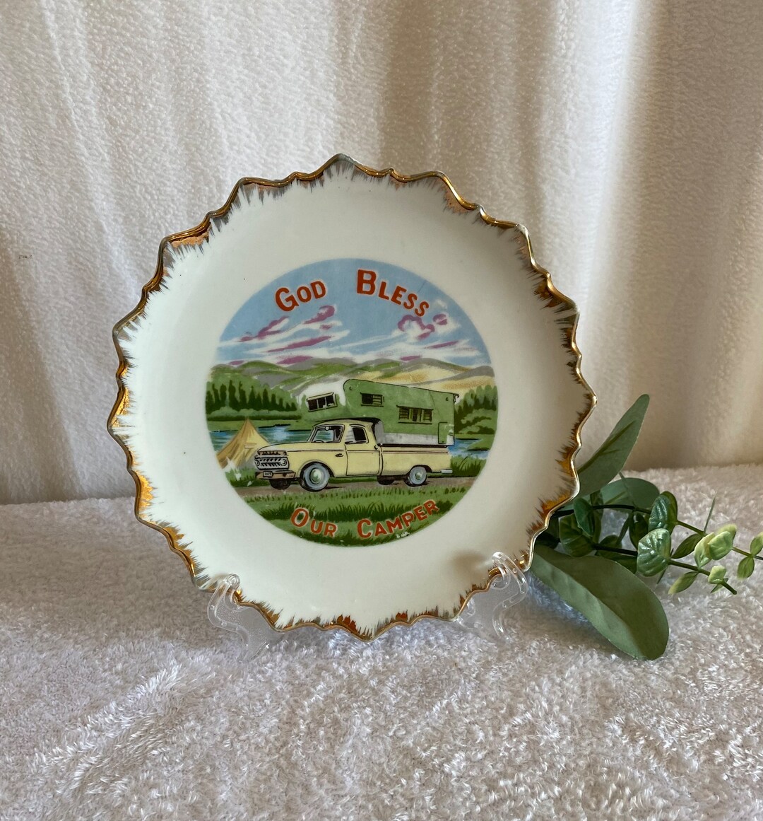 Vintage “god Bless Our Camper” Decorative Plate - Made in Japan - Etsy