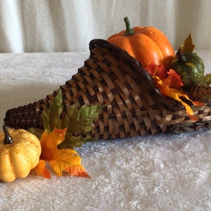 Cornucopia/horn of Plenty Basket- Fall/autumn Decor- Two Tone Bamboo ...