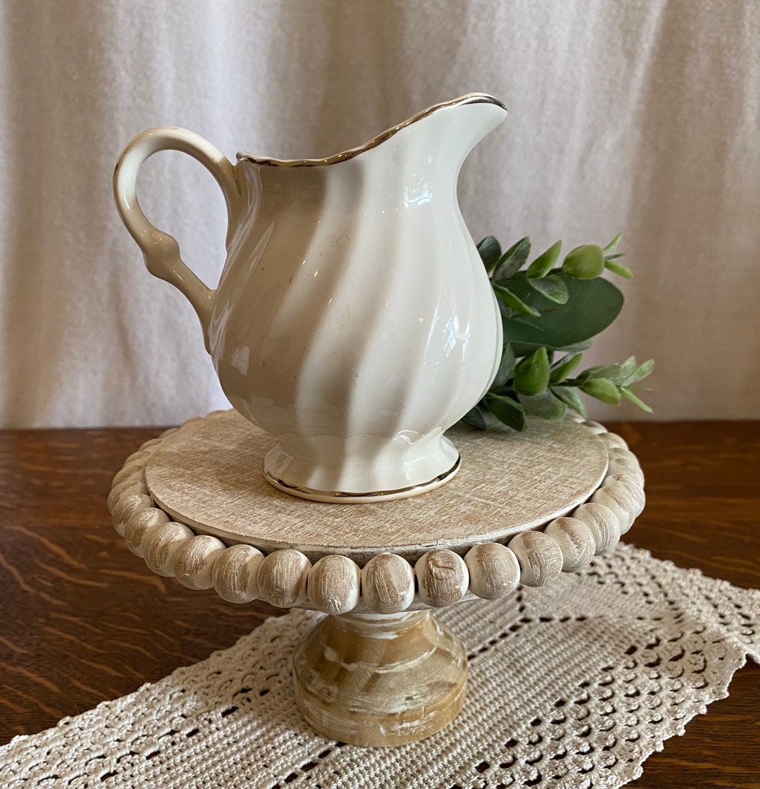Creamer/pitcher- White With Metallic Gold Trim and Swirl Texture ...