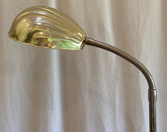 Brass Clam Shell Floor Lamp With Flexible Neck - Vintage - Etsy