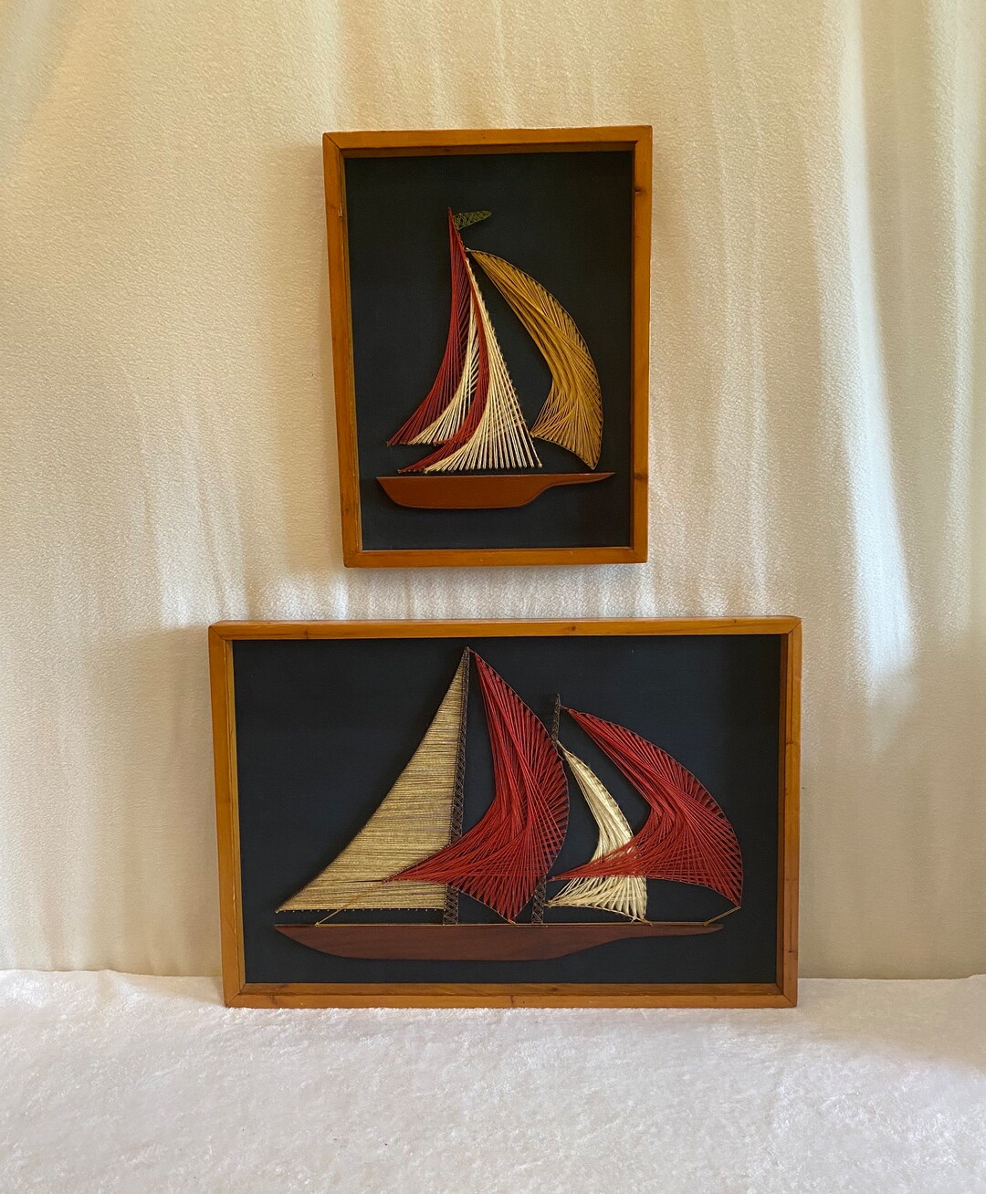 String Art Ship Pictures - Framed - Wall Decor/pictures - Set of 2 ...