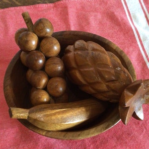 Monkey Pod Fruit With Wood Bowl Pineapple Banana Grapes | Etsy