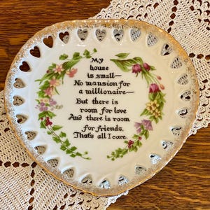 Decorative Heart Shaped Plate my House Poem Cut Out Heart Border Gold ...