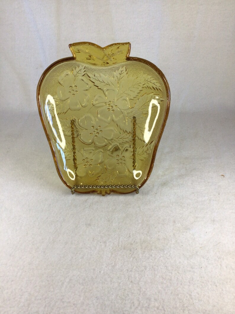 Hazel Atlas Amber Glass Apple Blossom Trivet Dish Vintage - Etsy