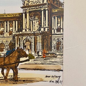 Hofburg Palace, Vienna Austria Lithography Print Signed Framed and ...