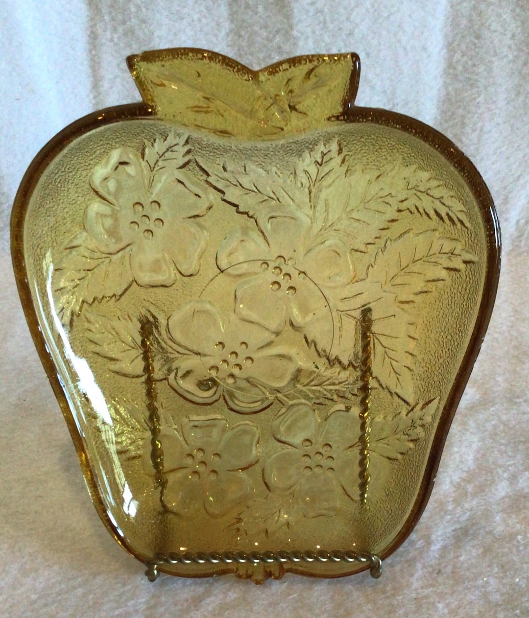 Hazel Atlas Amber Glass Apple Blossom Trivet Dish- Vintage - Etsy