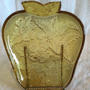Hazel Atlas Amber Glass Apple Blossom Trivet Dish Vintage - Etsy