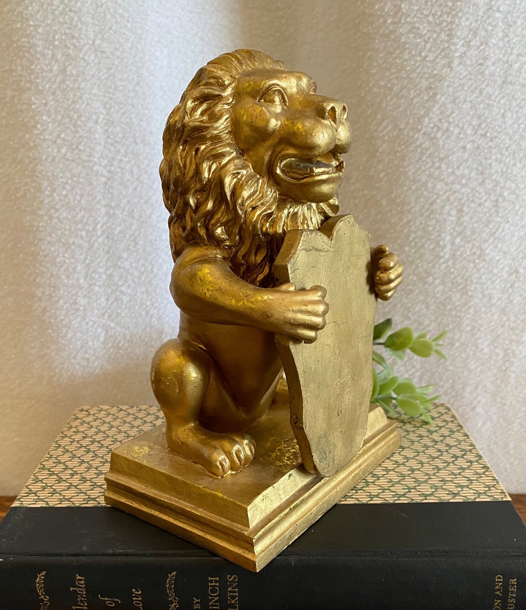 Brass Tone Lion Bookend - Vintage - Etsy
