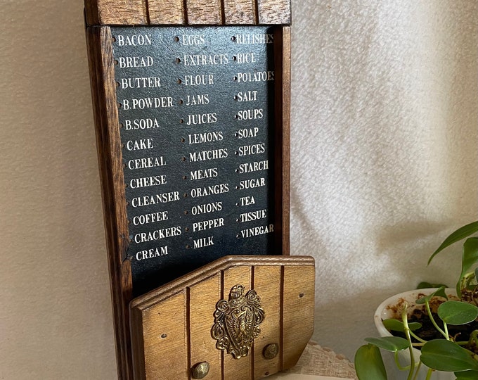 Wooden Grocery List on Peg Board/mail Organizer- Brass Tone Eagle ...