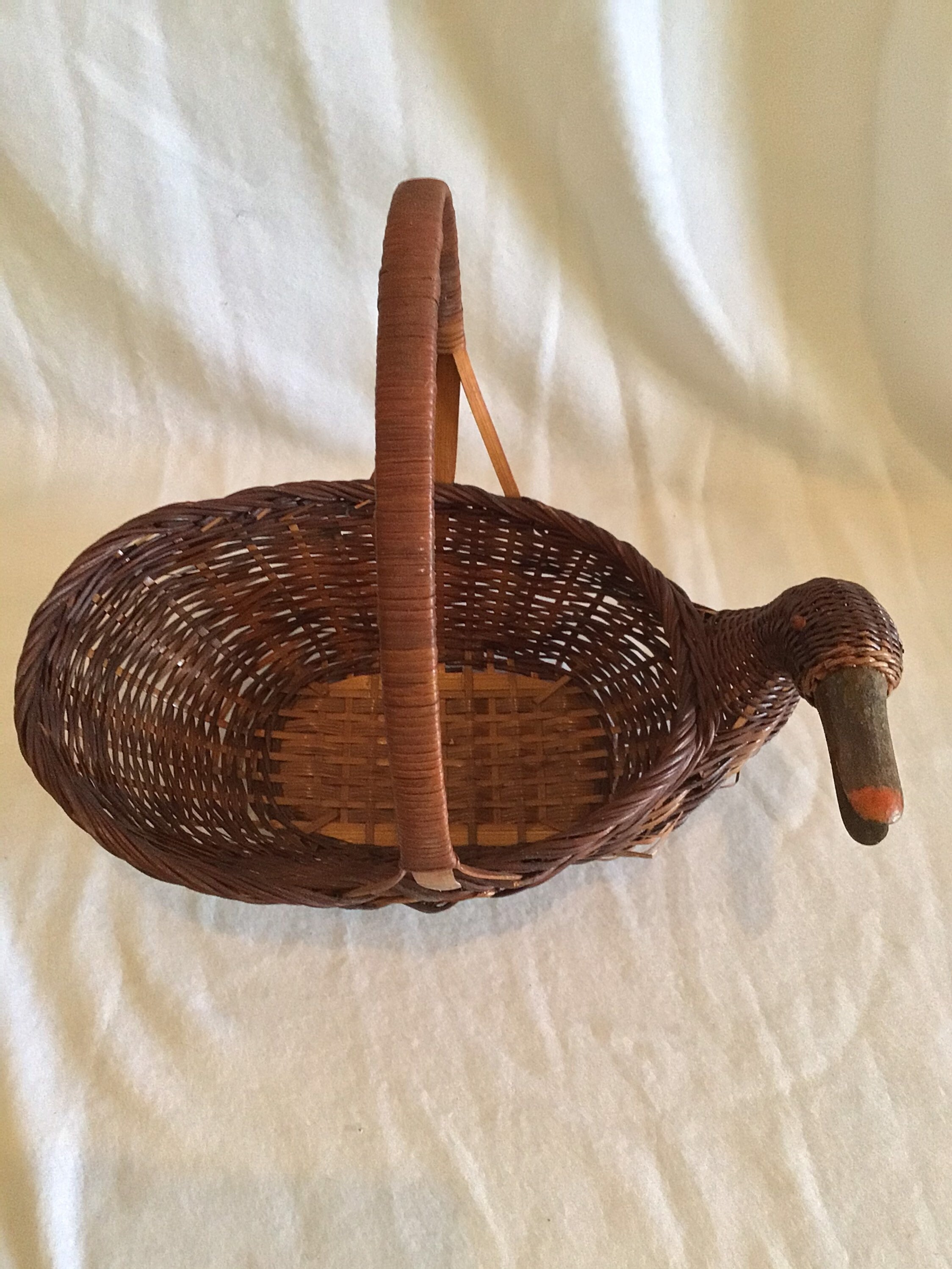 Basket Wicker Goose Shaped With Handle and Wood Beak | Etsy