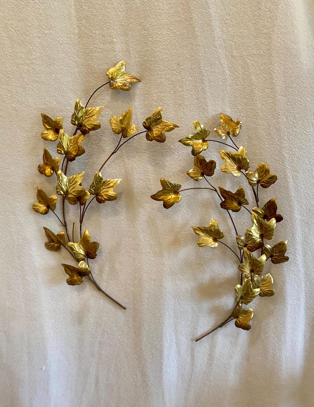 Ivy Leaf Wall Hanging set of 2 Home Interior Metal Brass/copper Tone ...