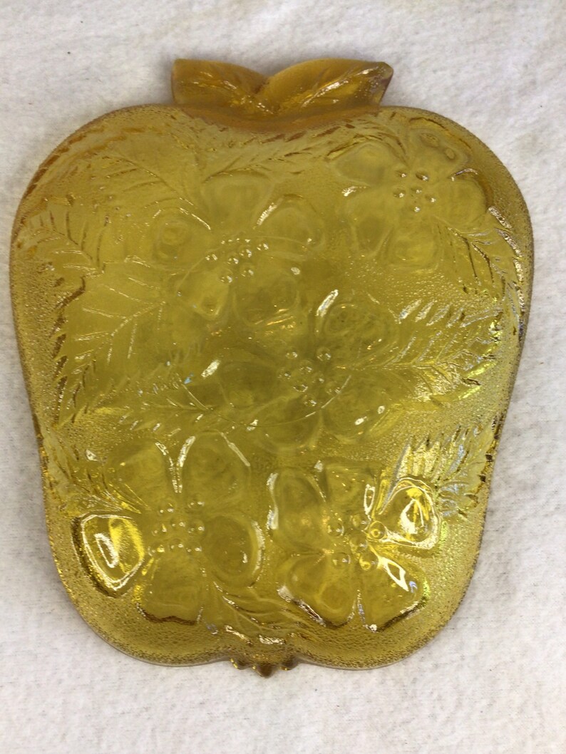 Hazel Atlas Amber Glass Apple Blossom Trivet Dish Vintage - Etsy