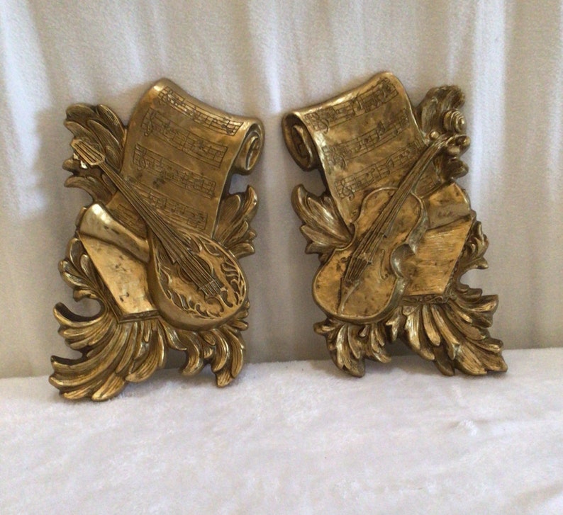 MCM Musical Instruments Wall Plaques/decor Gold Tone HODA - Etsy