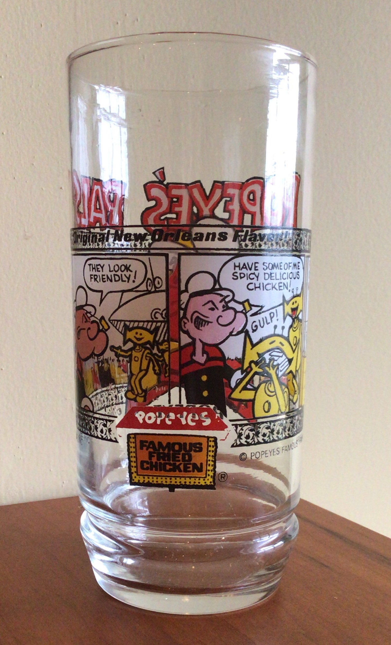 Retro Popeyes Pal Cartoon Drinking Glass 1979 Popeyes Famous | Etsy
