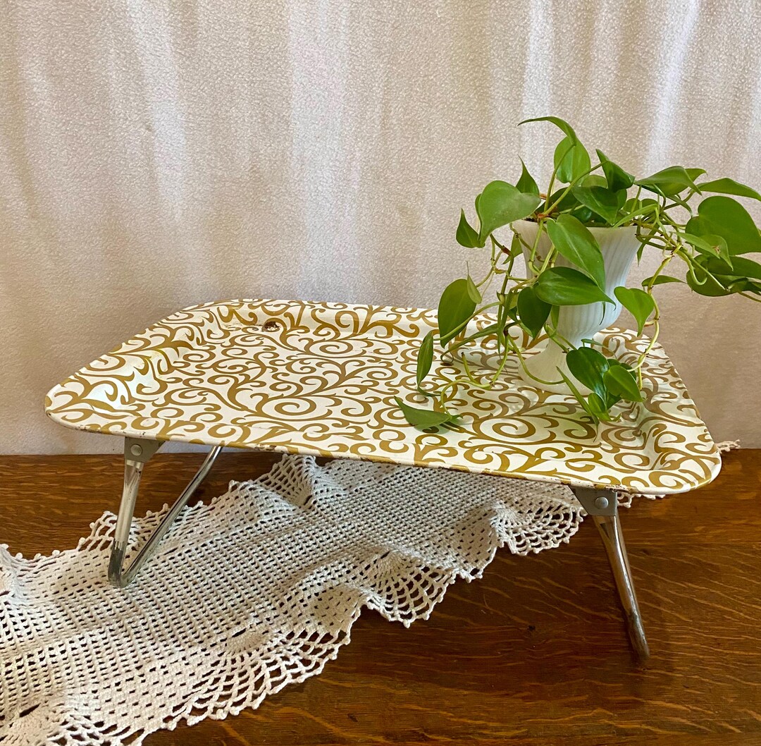 Lap/tv Tray Vintage Folding Gold Swirl Design - Etsy
