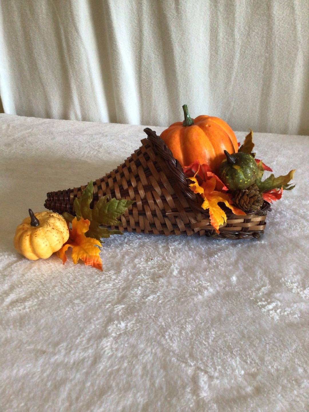 Cornucopia/horn of Plenty Basket Fall/autumn Decor Two Tone Bamboo ...