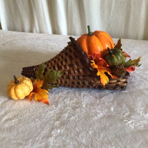 Cornucopia/horn of Plenty Basket- Fall/autumn Decor- Two Tone Bamboo ...