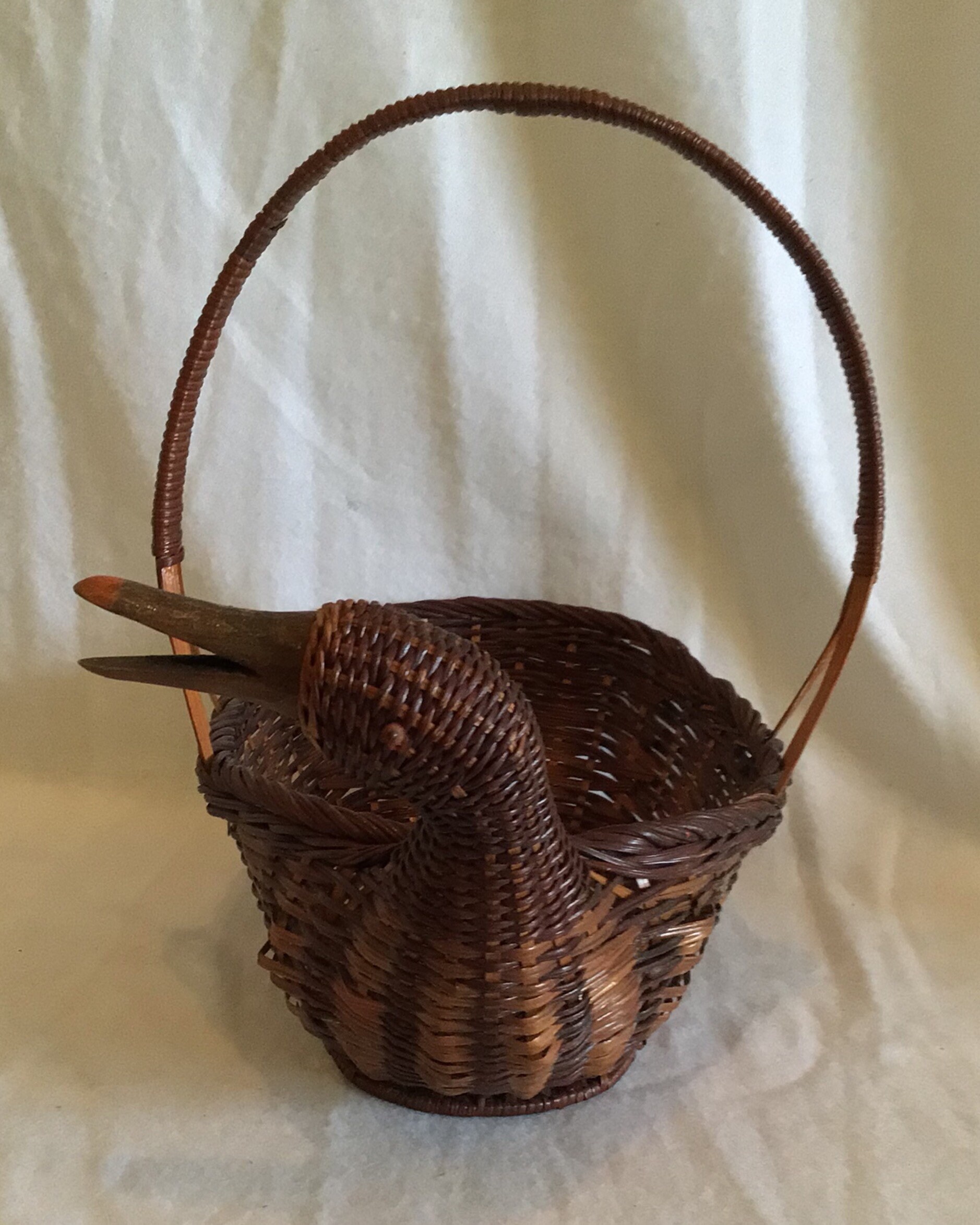 Basket Wicker Goose Shaped With Handle and Wood Beak | Etsy