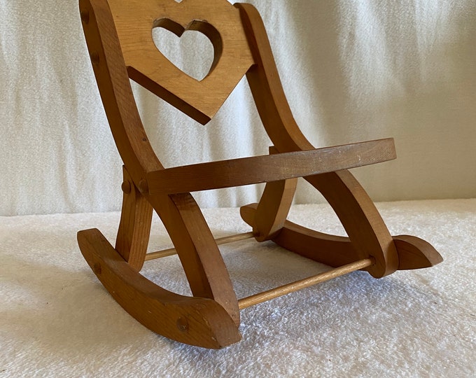 Baby Doll Rocking Chair With Heart Cut-out and Folding Seat - Vintage ...