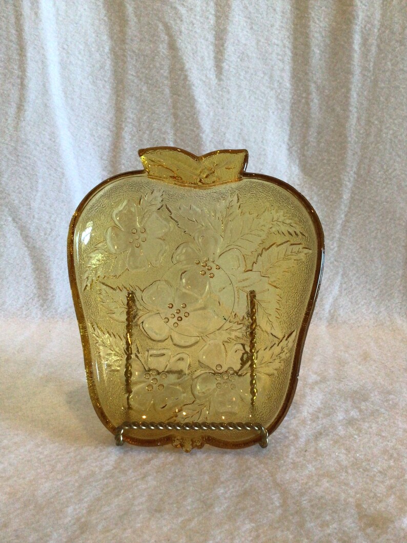 Hazel Atlas Amber Glass Apple Blossom Trivet Dish Vintage - Etsy