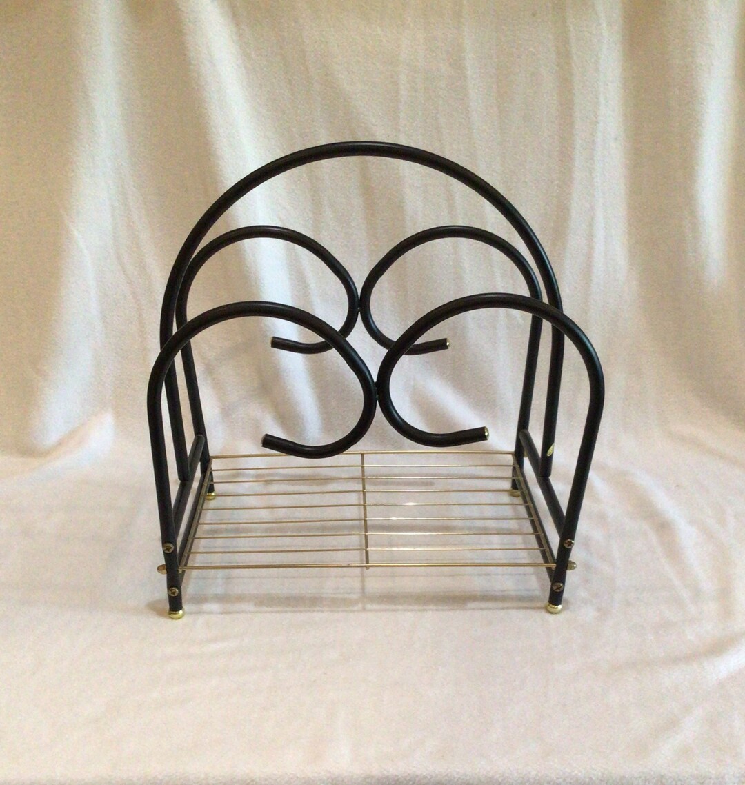 Art Deco Revival 1980s Album Rack- Black and Gold Metal- Vintage - Etsy